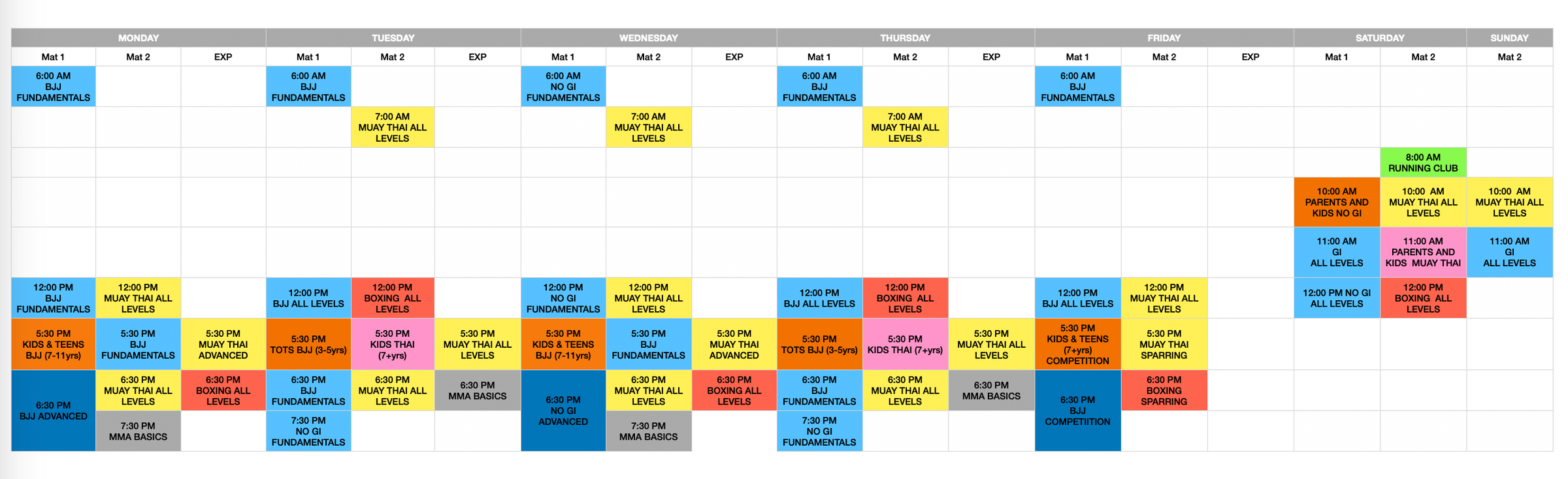 Schedule | One Way Martial Arts